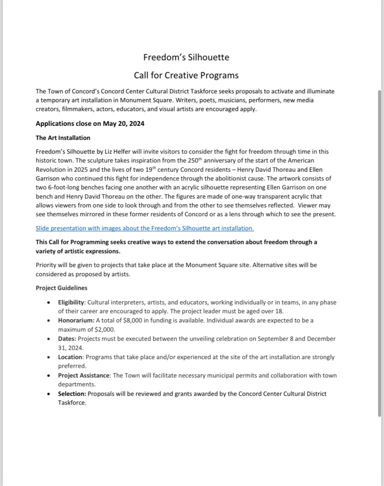 Call for Creative Programs - Visit Concord